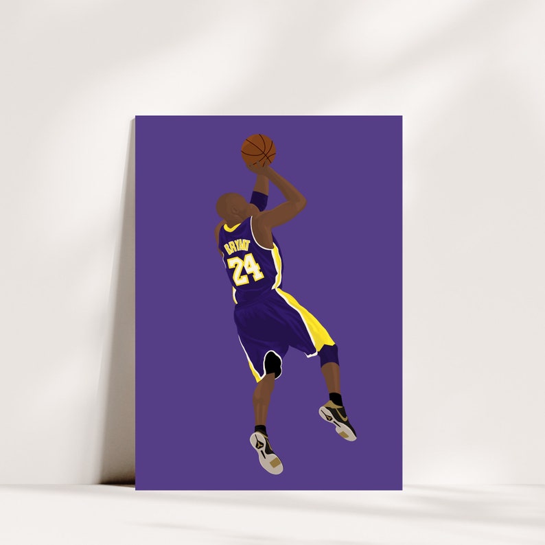 Kobe Bryant Inspired Minimalist Poster, LA Lakers Basketball Wall Art ...
