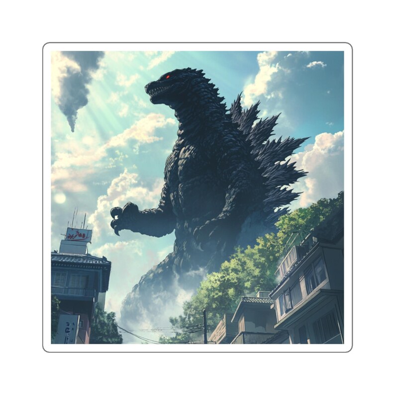 Godzilla Square Stickers, Vinyl Decals for Laptop, Anime Art Stickers ...