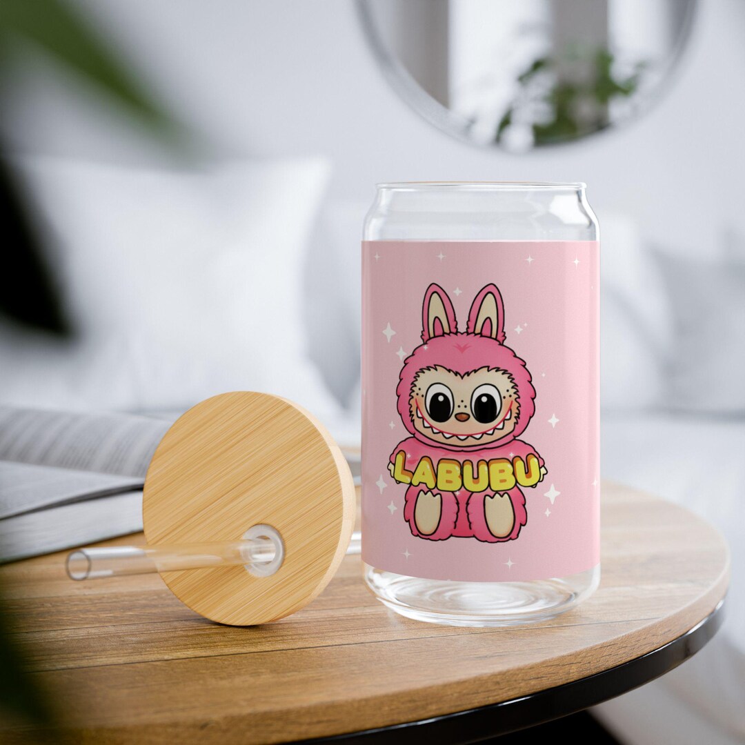 Labubu Sipper Glass, 16oz, Glass for Kids, Mugs for Parties, Drinkware ...