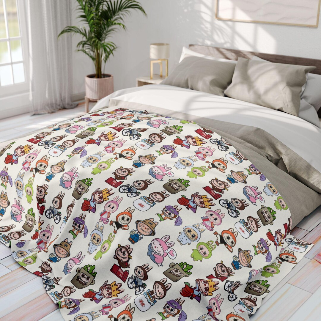 Labubu Blanket, Fleece Blanket, Labubu Cloth, Labubu Decor, Zimomo ...