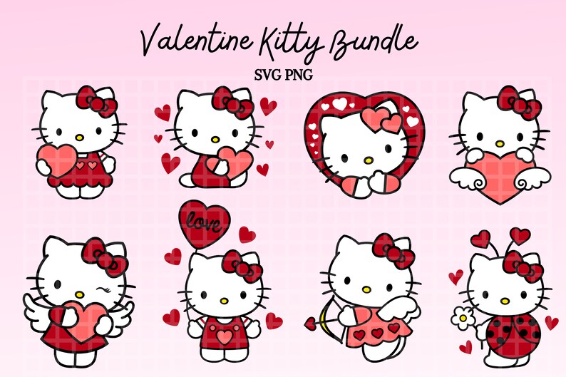 Valentine Cute Cat SVG PNG Instant Download PNG for Uv Dtf Decals Love ...