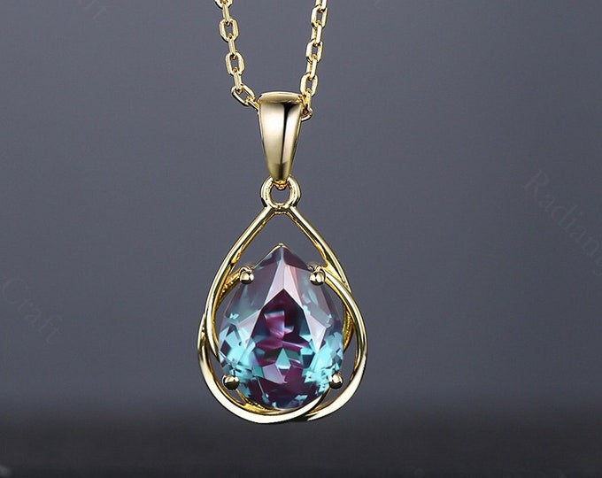 Unique Princess Shaped Alexandrite Pendant,cluster Alexandrite Necklace ...