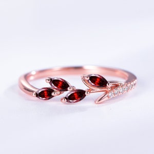 Marquise Ruby Ring, Nature Ruby Ring, July Birthstone, Dainty Ring, Sterling Silver Ruby Ring ...