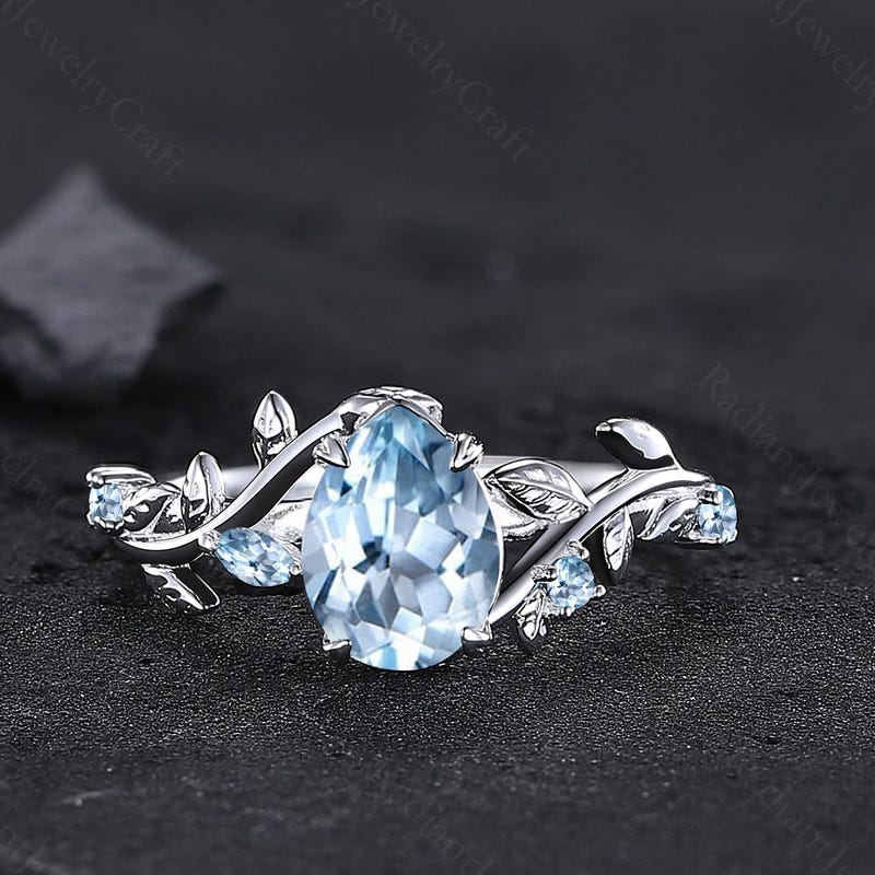 Sky Blue Pear Topaz Ring - Etsy