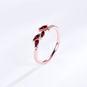 Marquise Ruby Ring, Nature Ruby Ring, July Birthstone, Dainty Ring, Sterling Silver Ruby Ring ...
