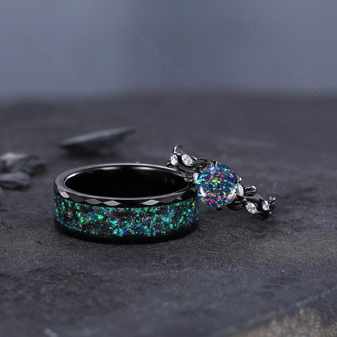 Black Opal Wedding Ring