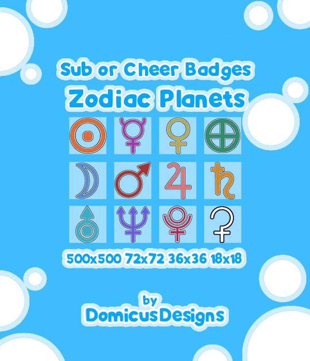 Zodiac Planets: Sub Badges / Cheer Badges / 12 Tiers / Coloured - Etsy