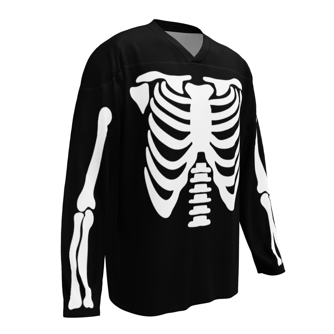 Funny Halloween Skeleton Hockey Jersey Spooky Ice Hockey Jersey for ...