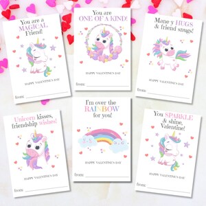 Printable Unicorn Valentine's Day Cards, Unicorn Classroom Valentine's ...
