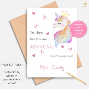 Printable Unicorn Valentine's Day Cards, Unicorn Classroom Valentine's ...