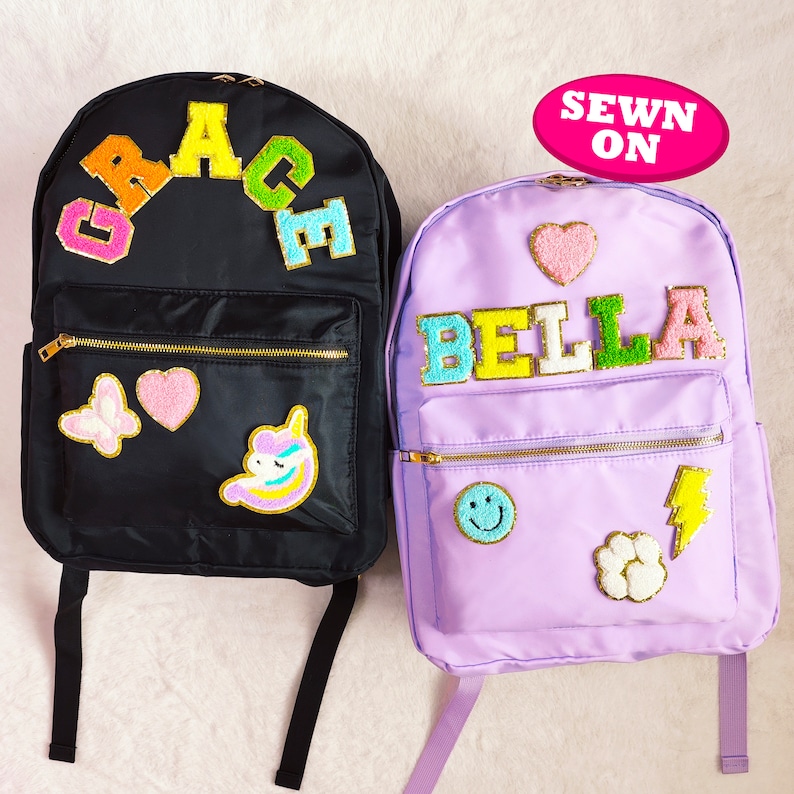 Personalized Backpack Customizable Backpack Nylon Chenille Patches Kid ...