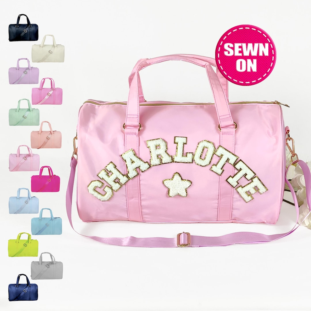 Personalized Duffle Bag Sewn Patches Nylon Custom Duffle Bag Travel ...