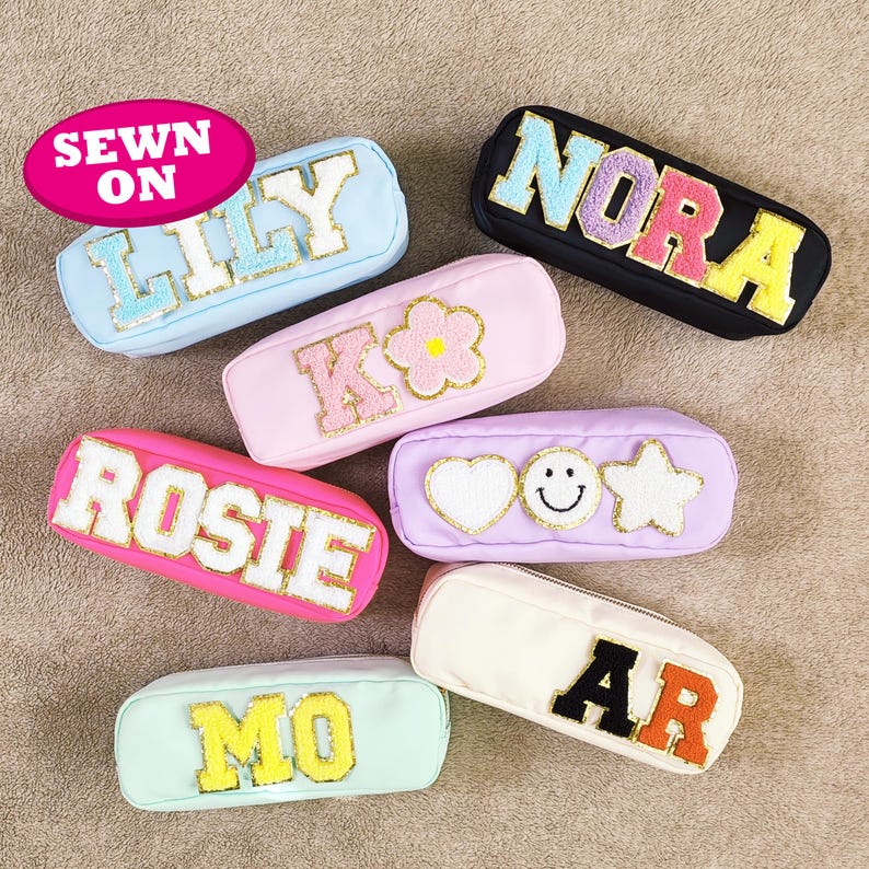 Personalized Pencil Bag Sewn on Customizable Pencil Case Nylon Chenille ...