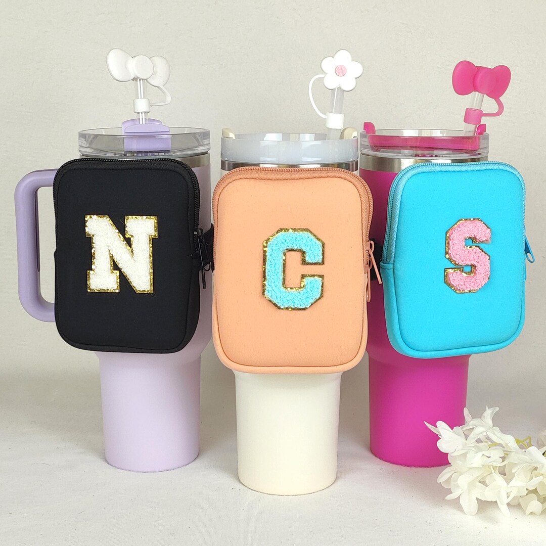 Initial Cup Pouch Custom Water Bottle Purse Personalized Letter Patch ...