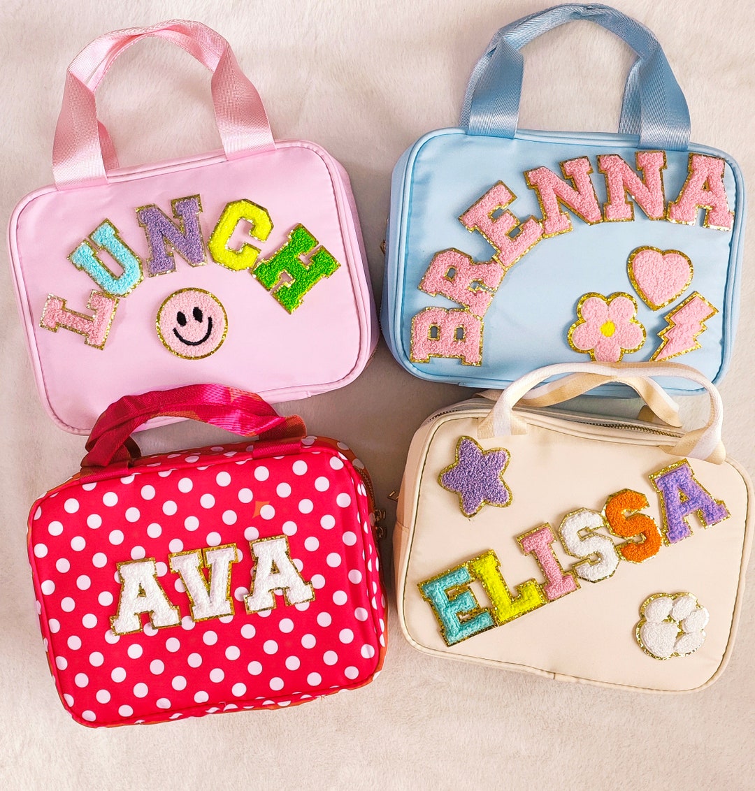 Personalized Lunch Bag Customizable Lunch Box Bag Nylon Chenille ...