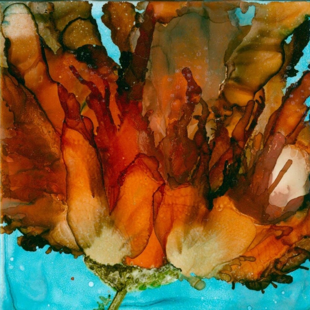 Hand Painted Alcohol Ink on Tile - Etsy