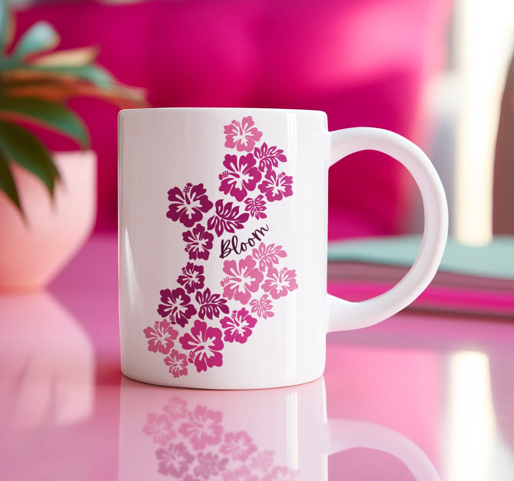 Hibiscus Flower Mug Bloom Floral Gift for Her 11oz Ceramic Coffee Tea ...