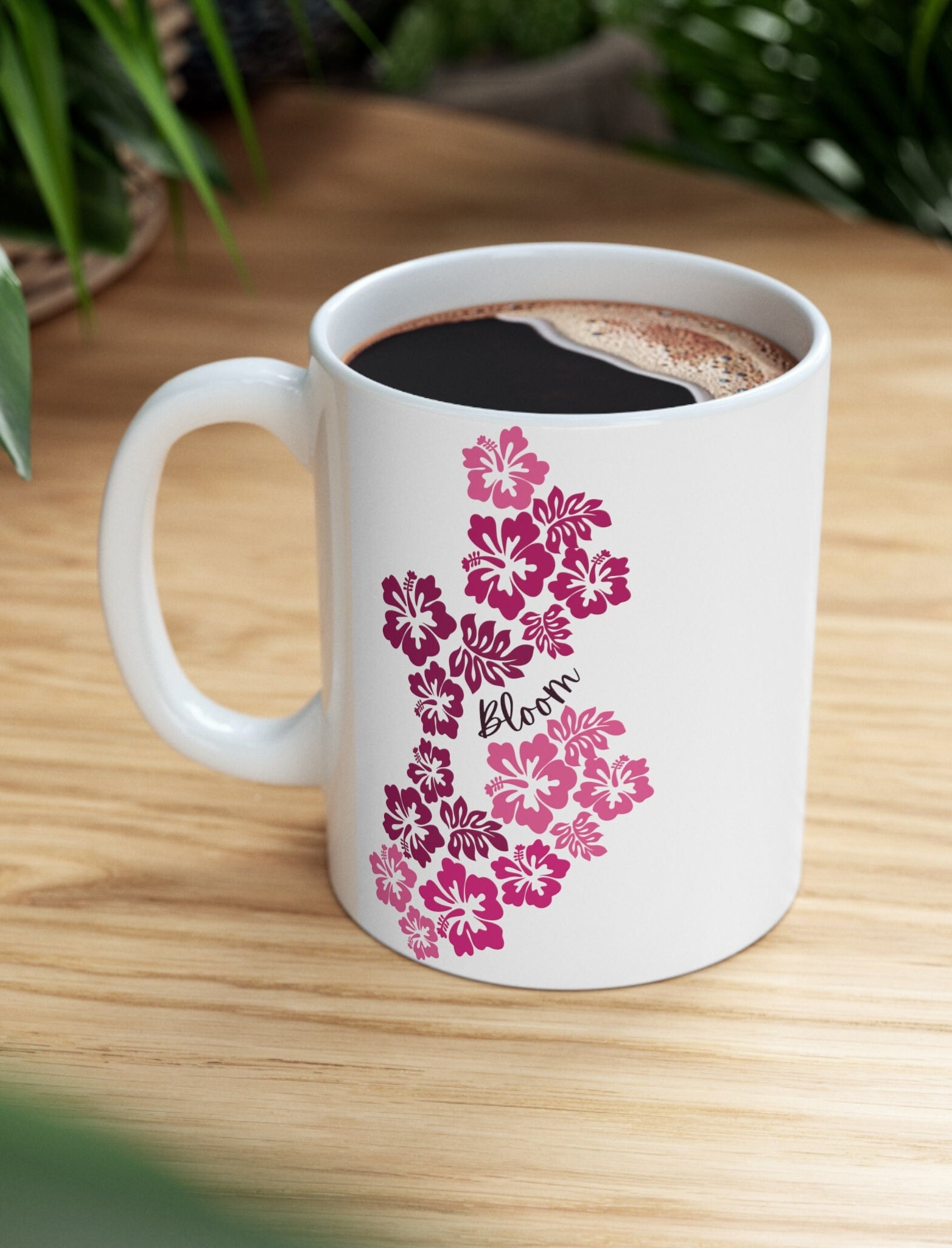 Hibiscus Flower Mug Bloom Floral Gift for Her 11oz Ceramic Coffee Tea ...