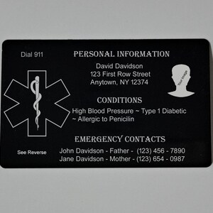Emergency Medical ID Card Personalized With Photo - Etsy