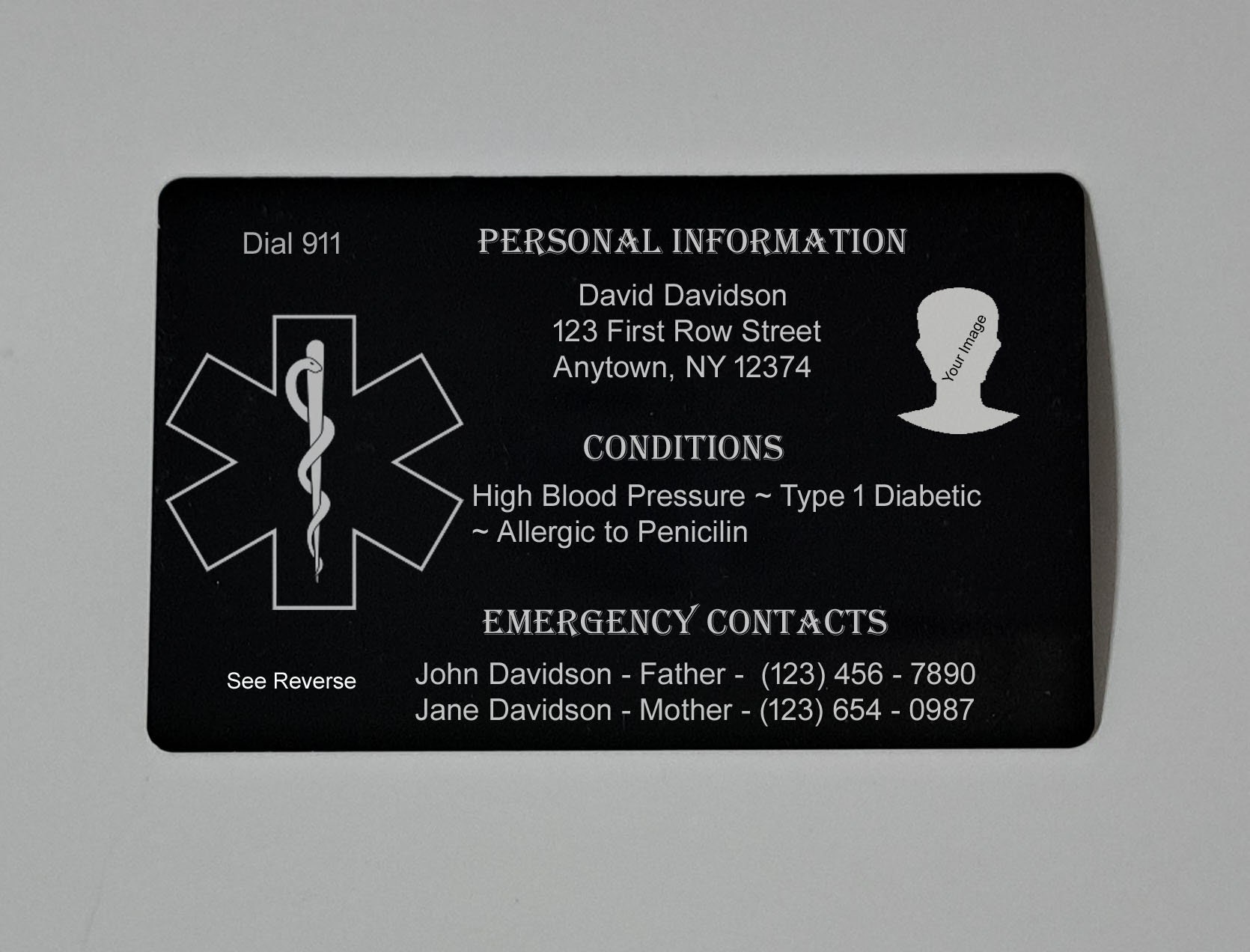 Emergency Medical ID Card Personalized With Photo - Etsy