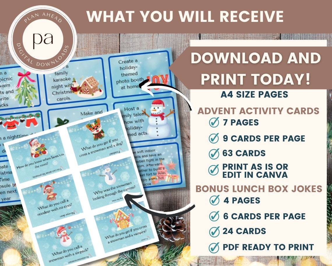 Printable Advent Activity Cards for Kids, Advent Printable, Advent ...