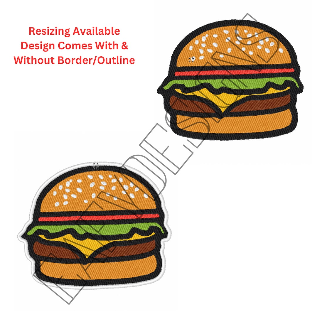 Burger Embroidery File - Etsy