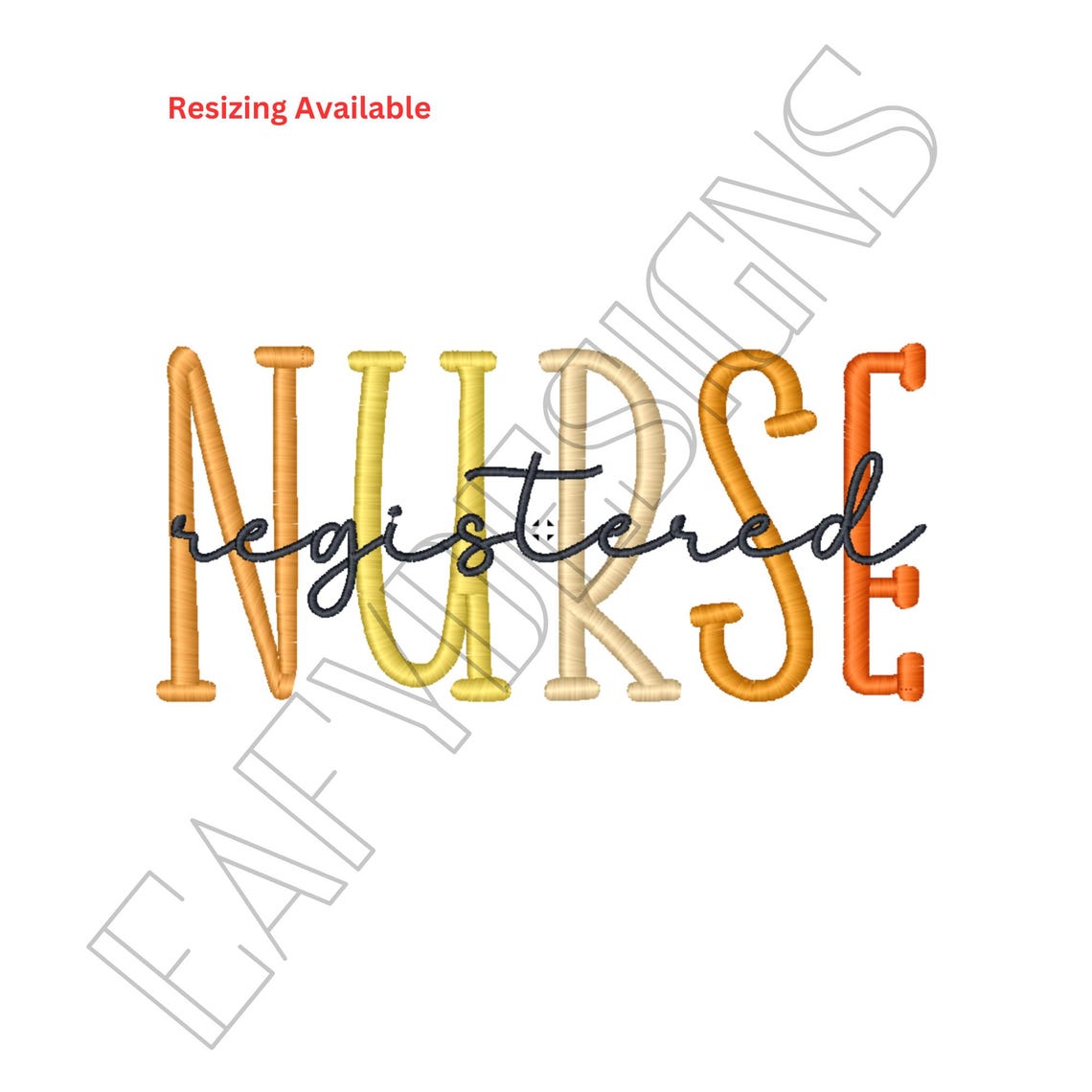 Registered Nurse Embroidery File, Instant Download, Digital Download ...