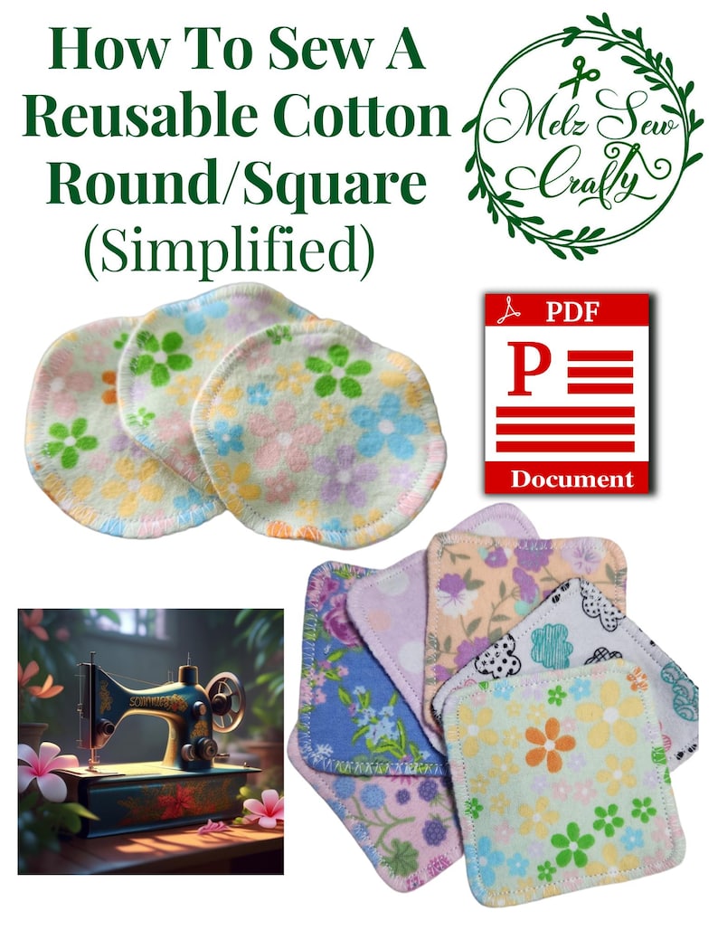 Cotton Round Sewing Pattern / Square Sewing Pattern / Reusable Face ...
