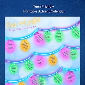 Printable Christmas Advent Calendar for Teens - Etsy