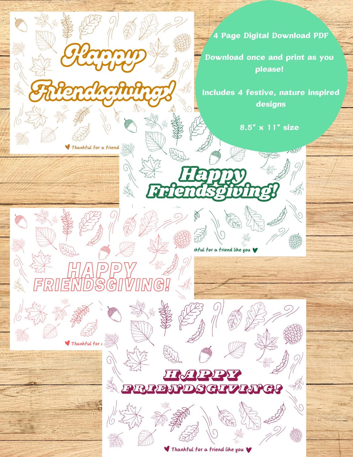 Printable Friendsgiving Placemats, Friendsgiving Placemat Digital ...