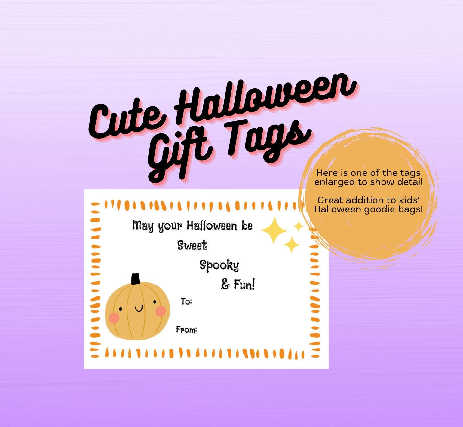 Printable Halloween Gift Tags, Cute Halloween Gift Tags, Kids Halloween ...