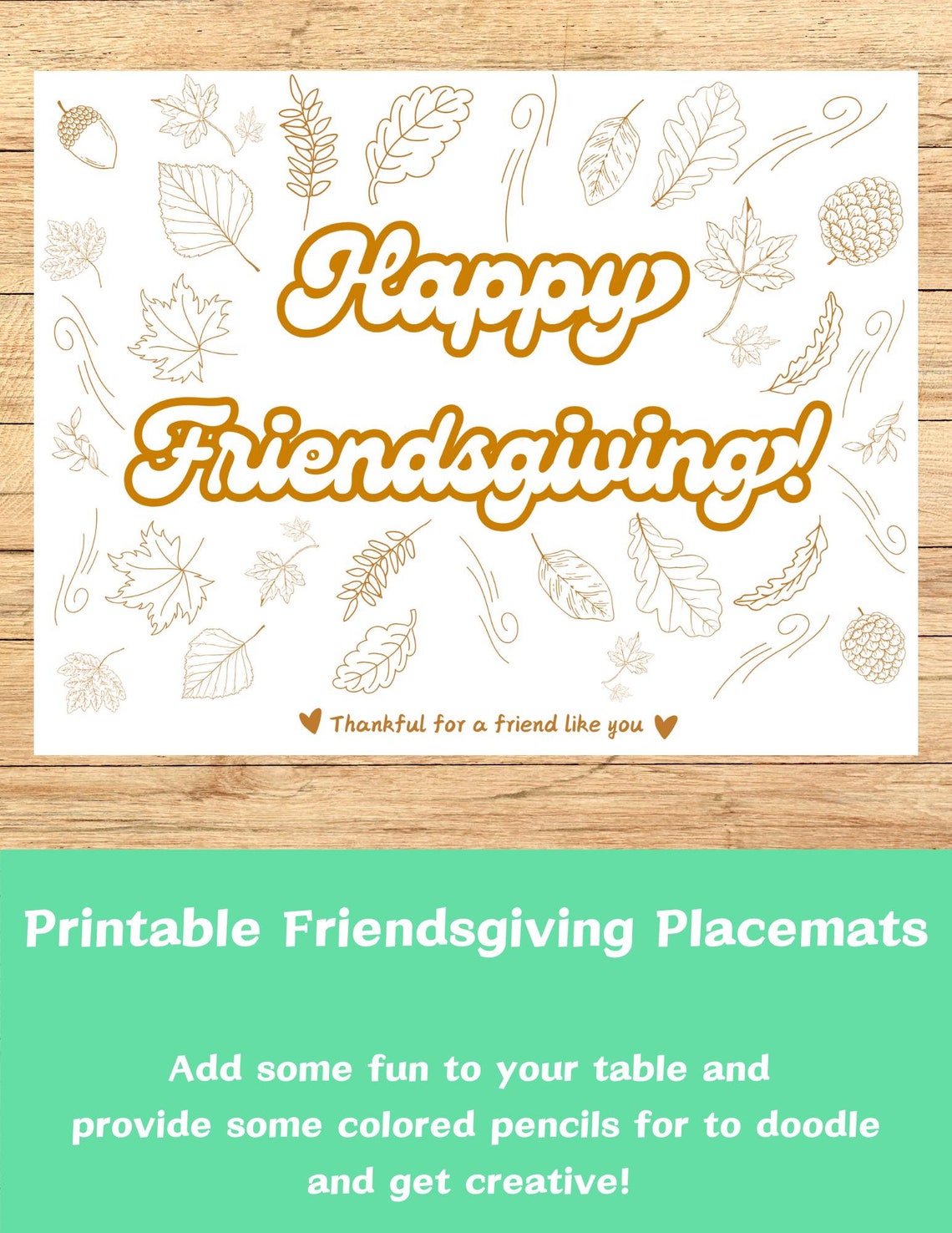 Printable Friendsgiving Placemats, Friendsgiving Placemat Digital ...