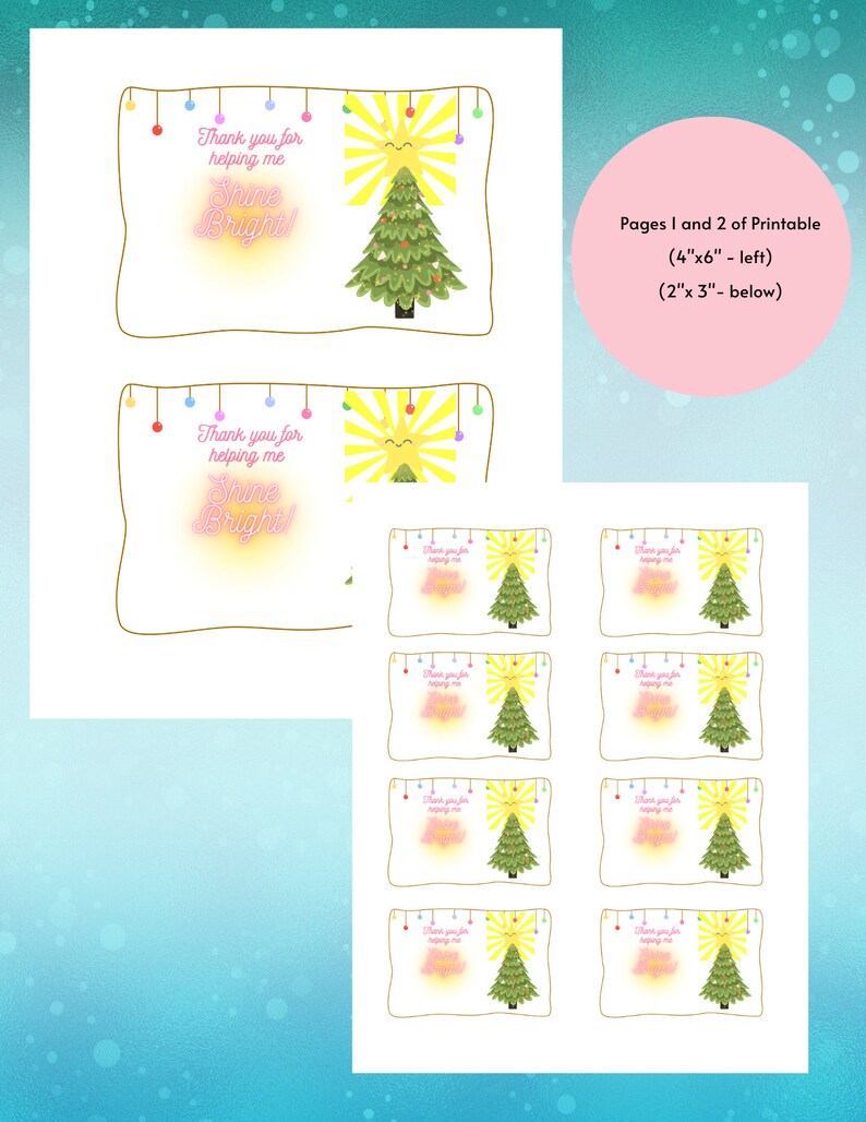 Printable Holiday Card for Teacher, Christmas Thank You Card for ...