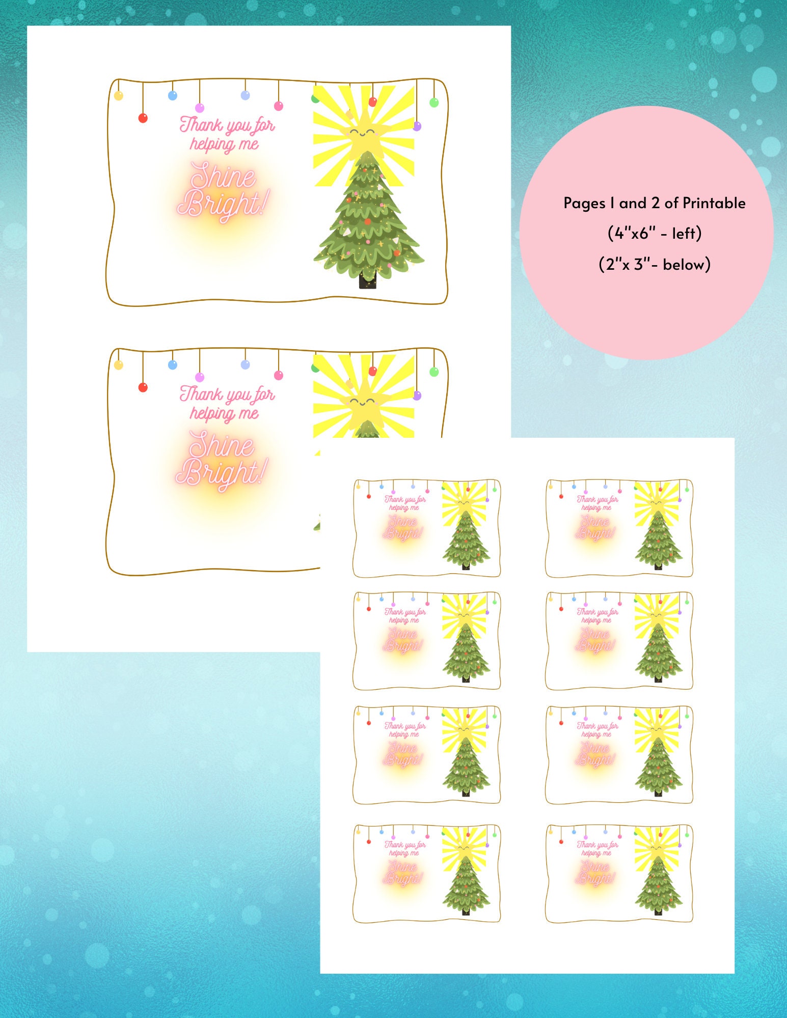 Printable Holiday Card for Teacher, Christmas Thank You Card for ...