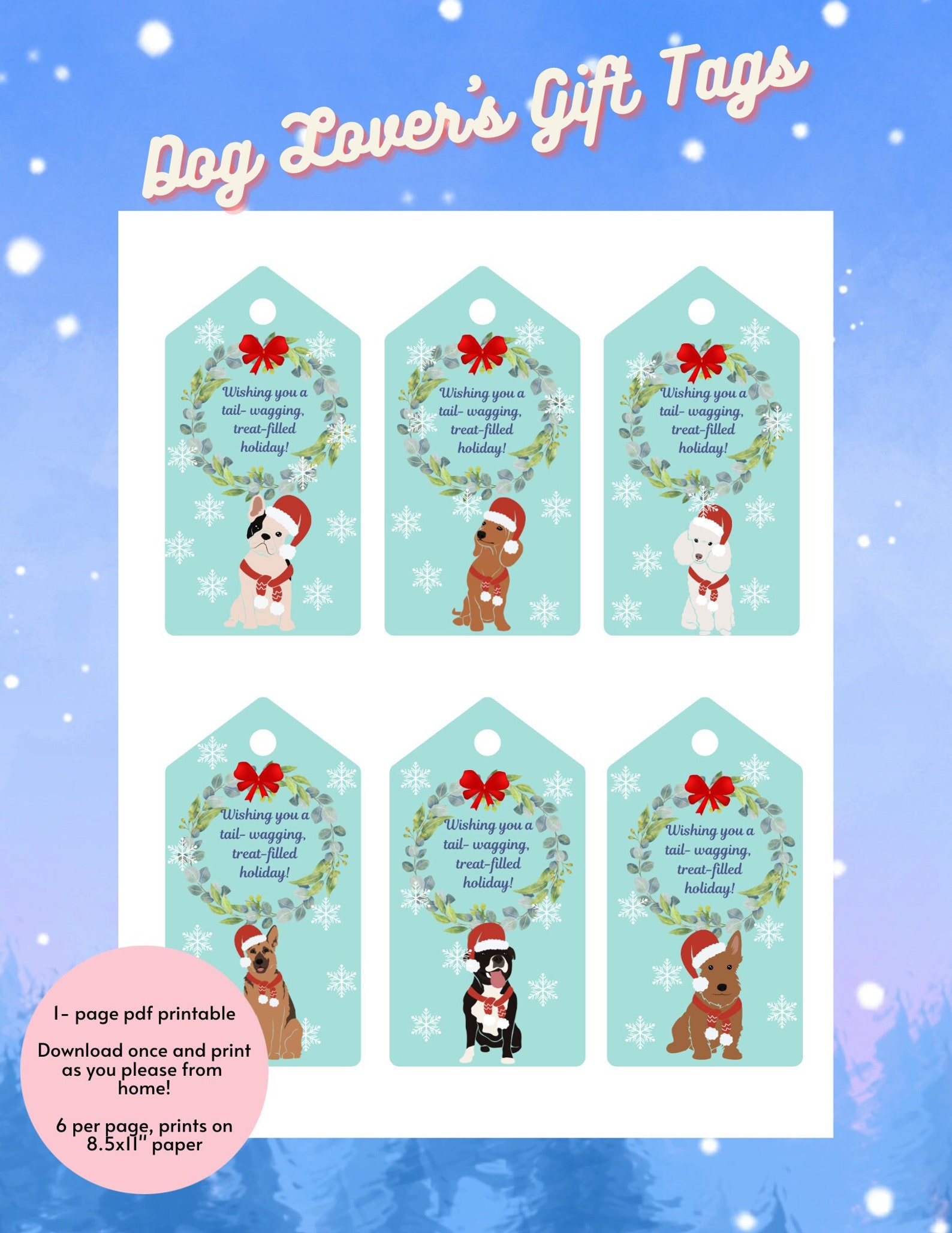 Dog Lover Gift Tags, Christmas Gift Tags for Dog Lovers, Gift Tags for ...