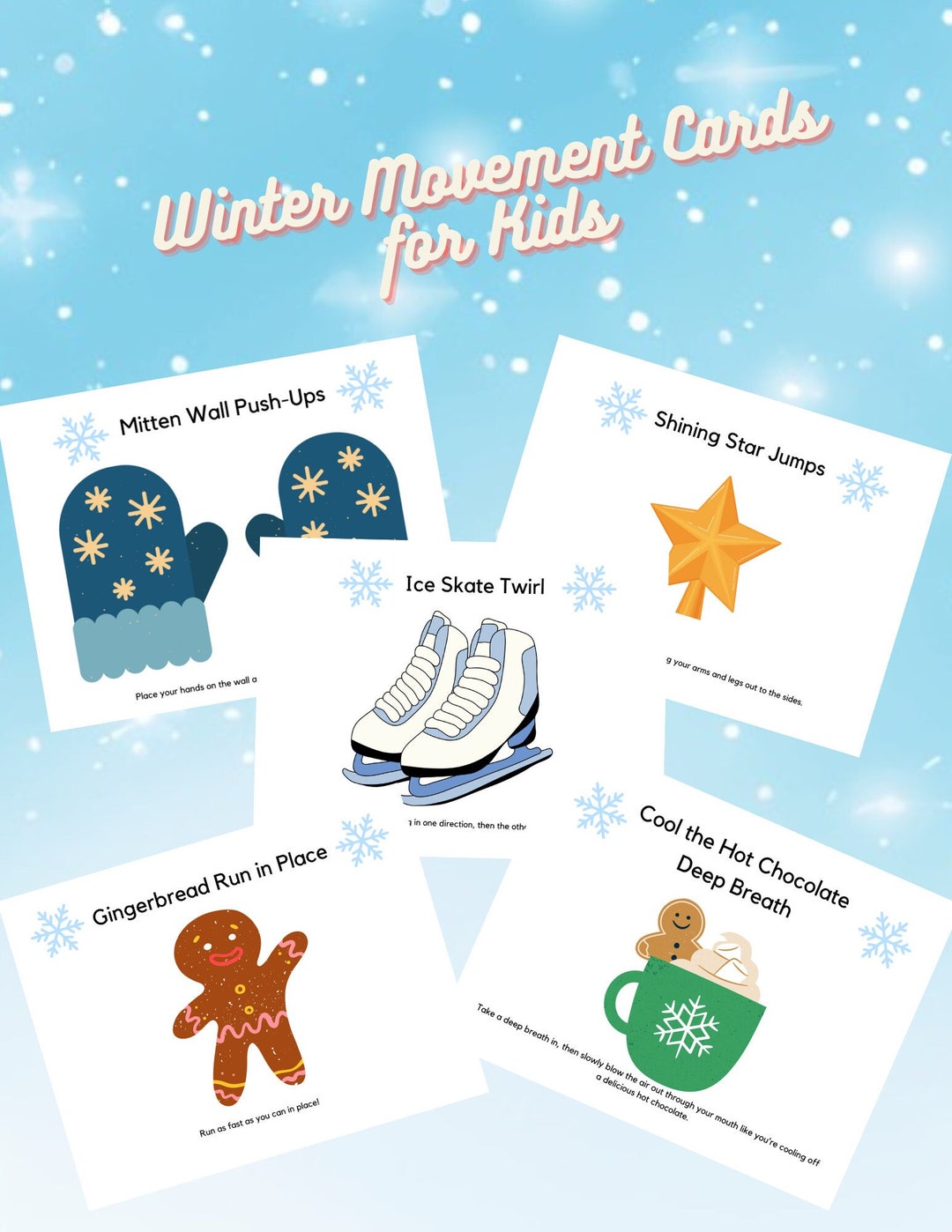 Winter Movement Cards for Kids, Christmas Game Printable for Kids ...