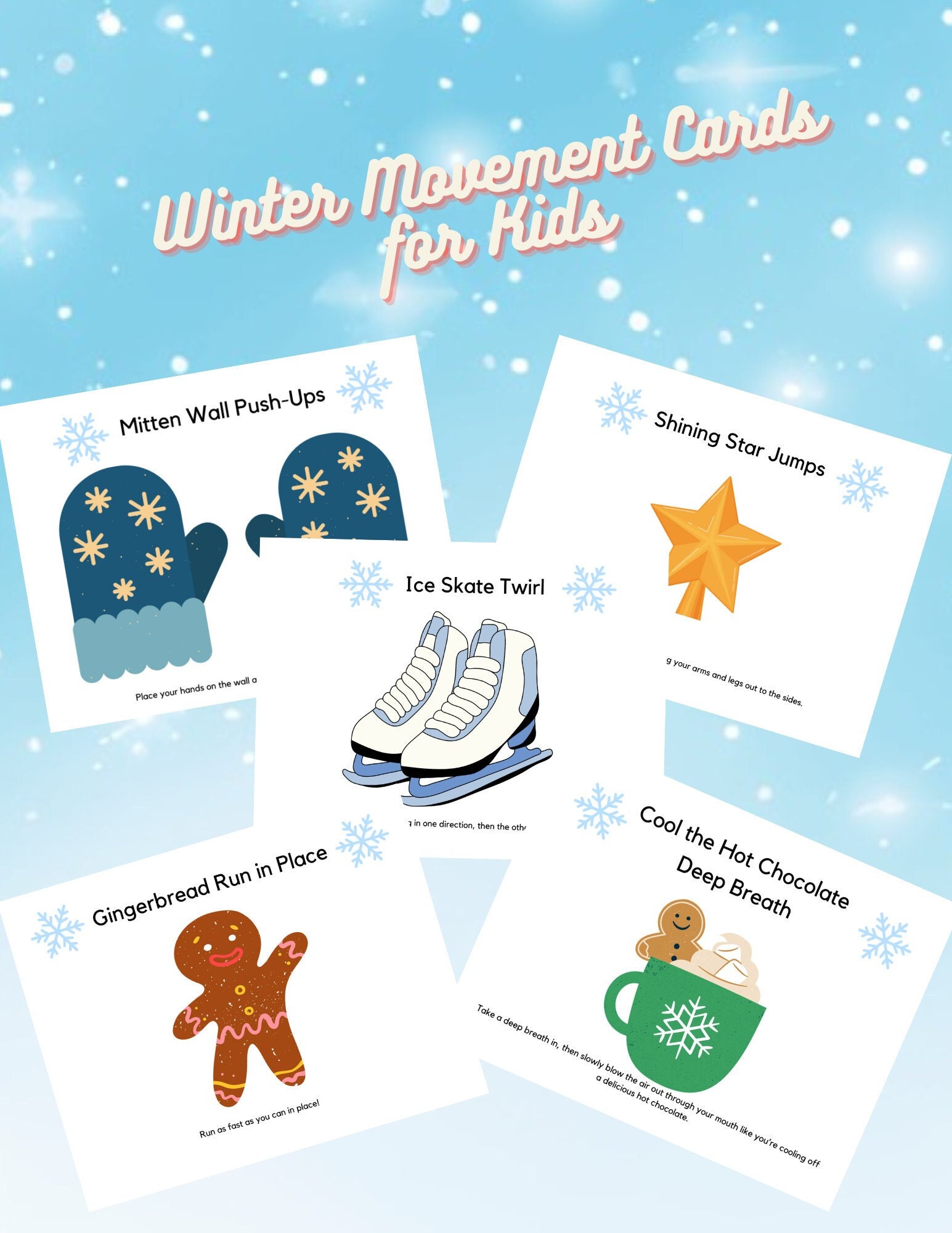 Winter Movement Cards for Kids, Christmas Game Printable for Kids ...