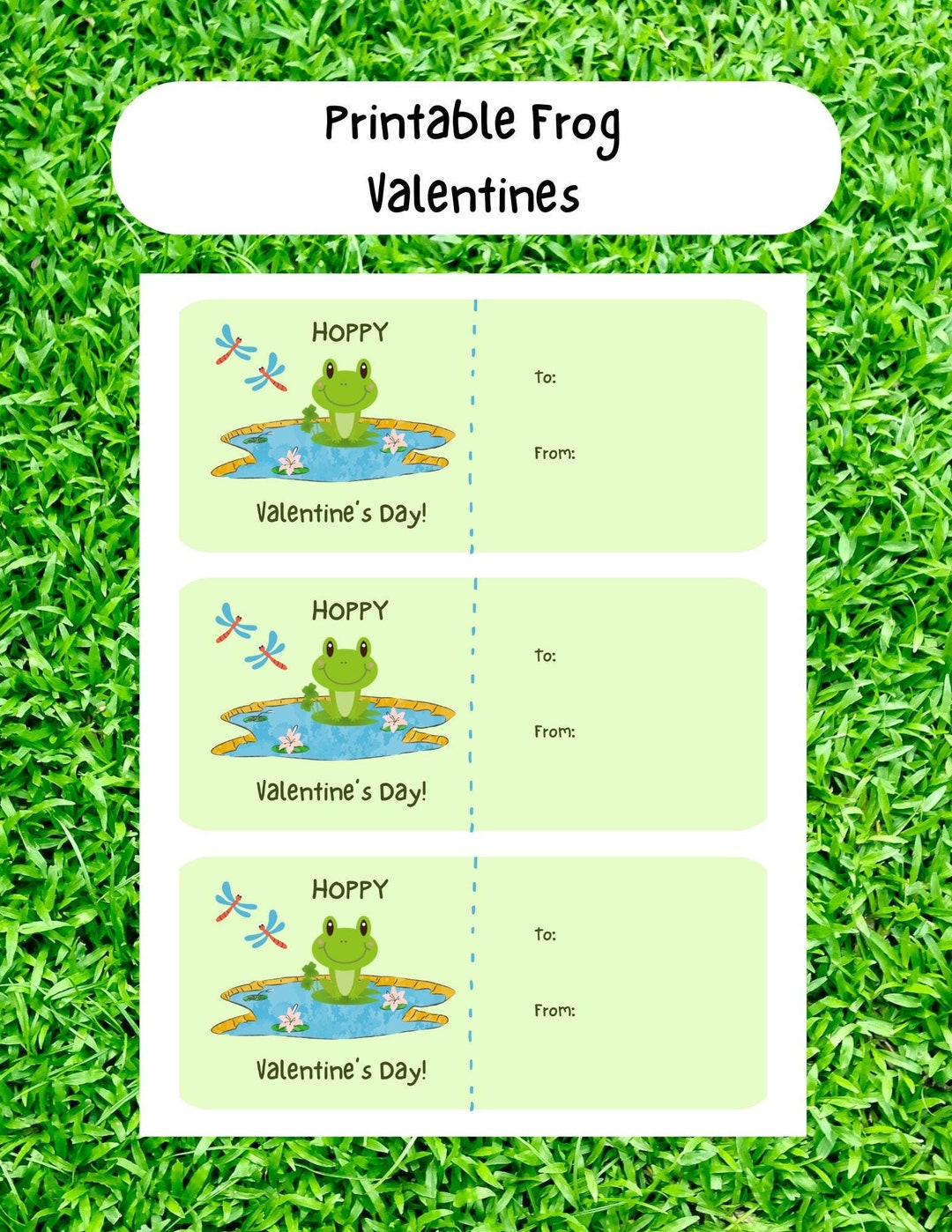 Printable Frog Valentines for Kids, Frog Valentine PDF, Hoppy ...