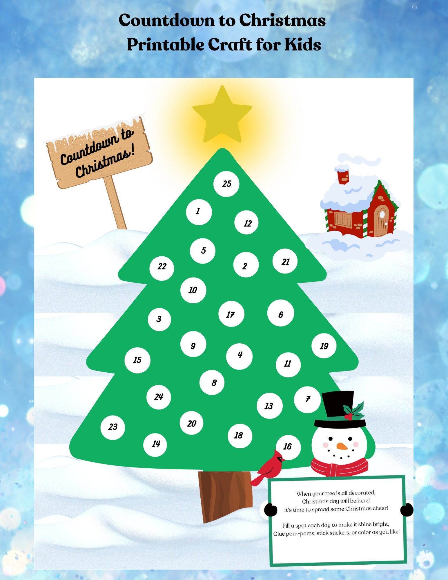 Printable Kids Advent Calendar Countdown to Christmas: Christmas Tree ...