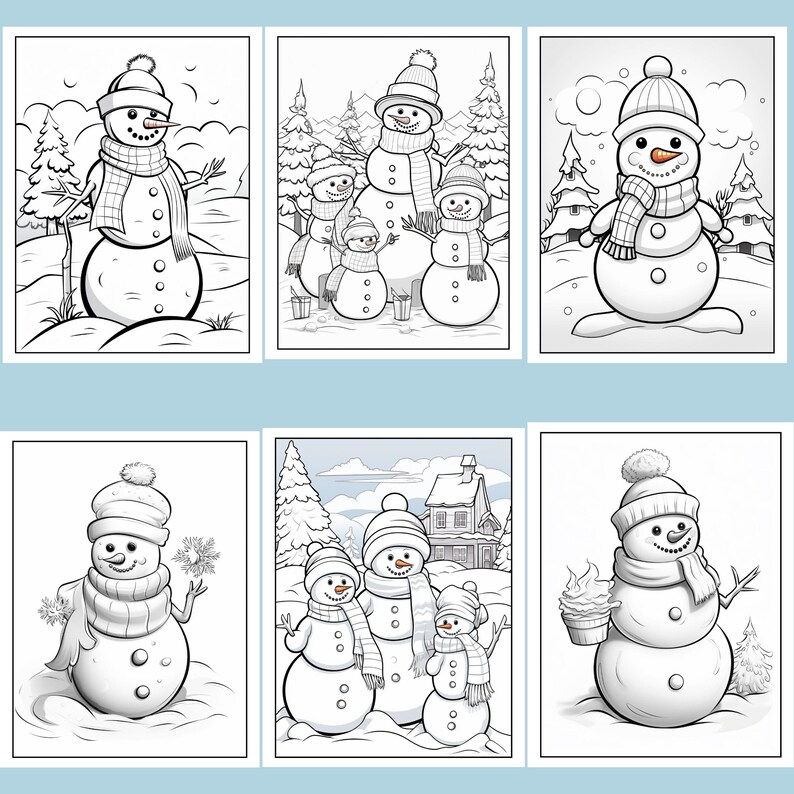 100+ Snowman Coloring Pages Book, Printable, Instant Download, Stress ...