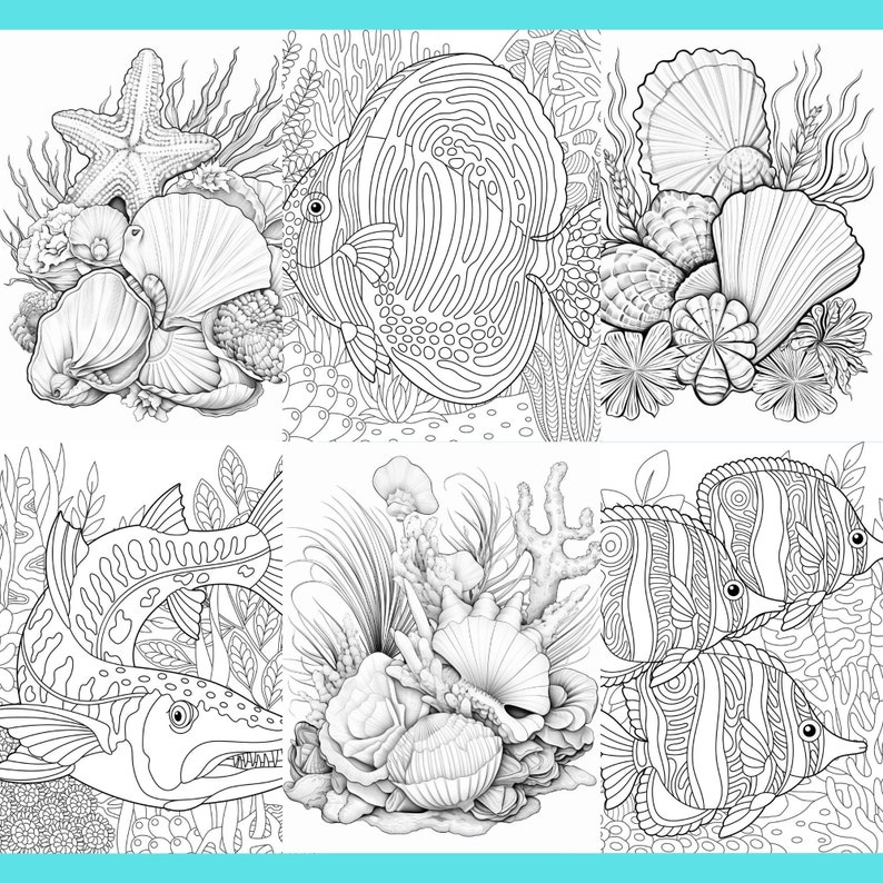 119 Sea Life Coloring Pages, Ocean Animals, Shells (digital Download ...