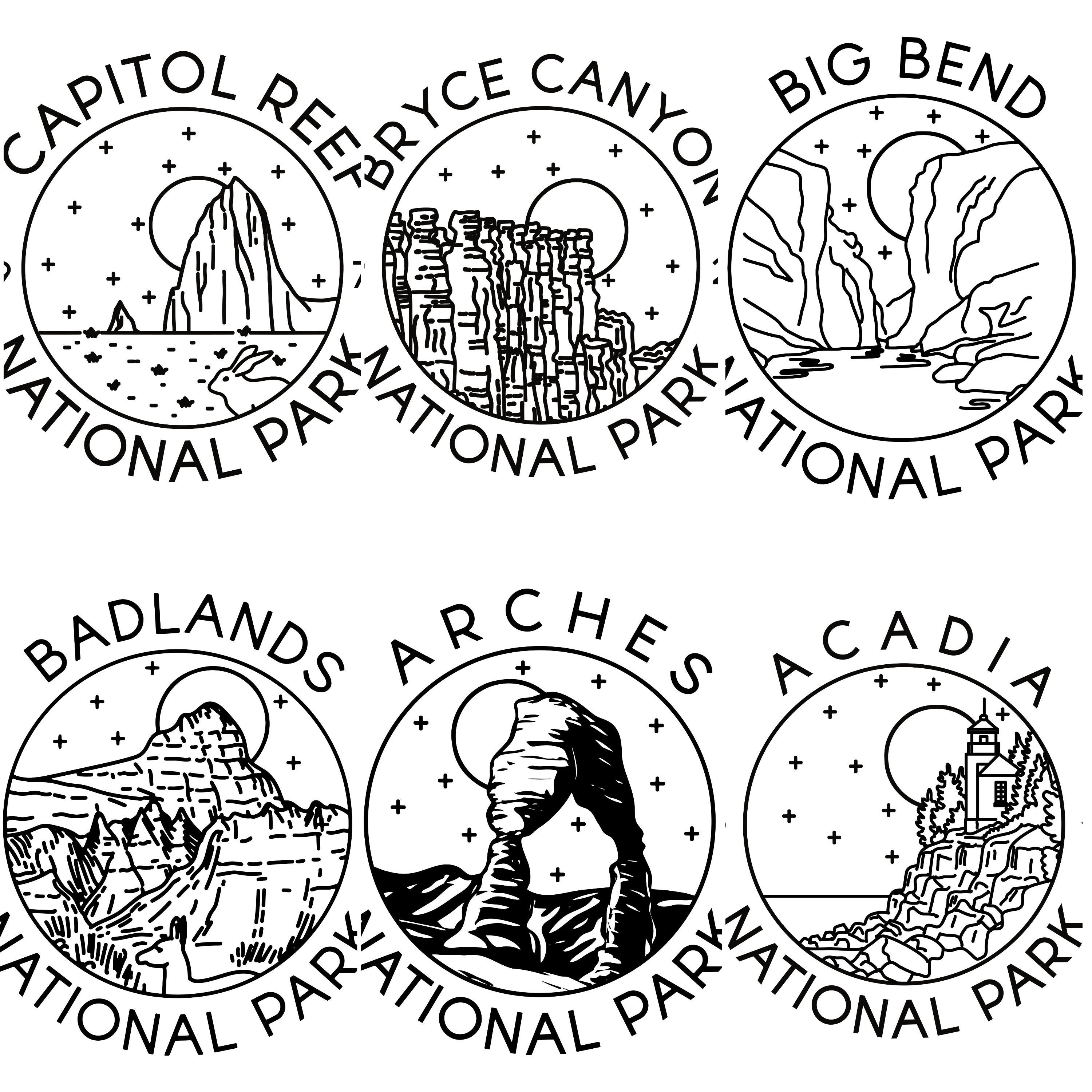63 US National Parks Coloring Pages, Printable, Instant Digital ...