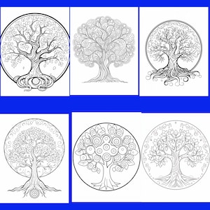 120 Mandala Trees Coloring Pages Book, Printable, Instant Download ...
