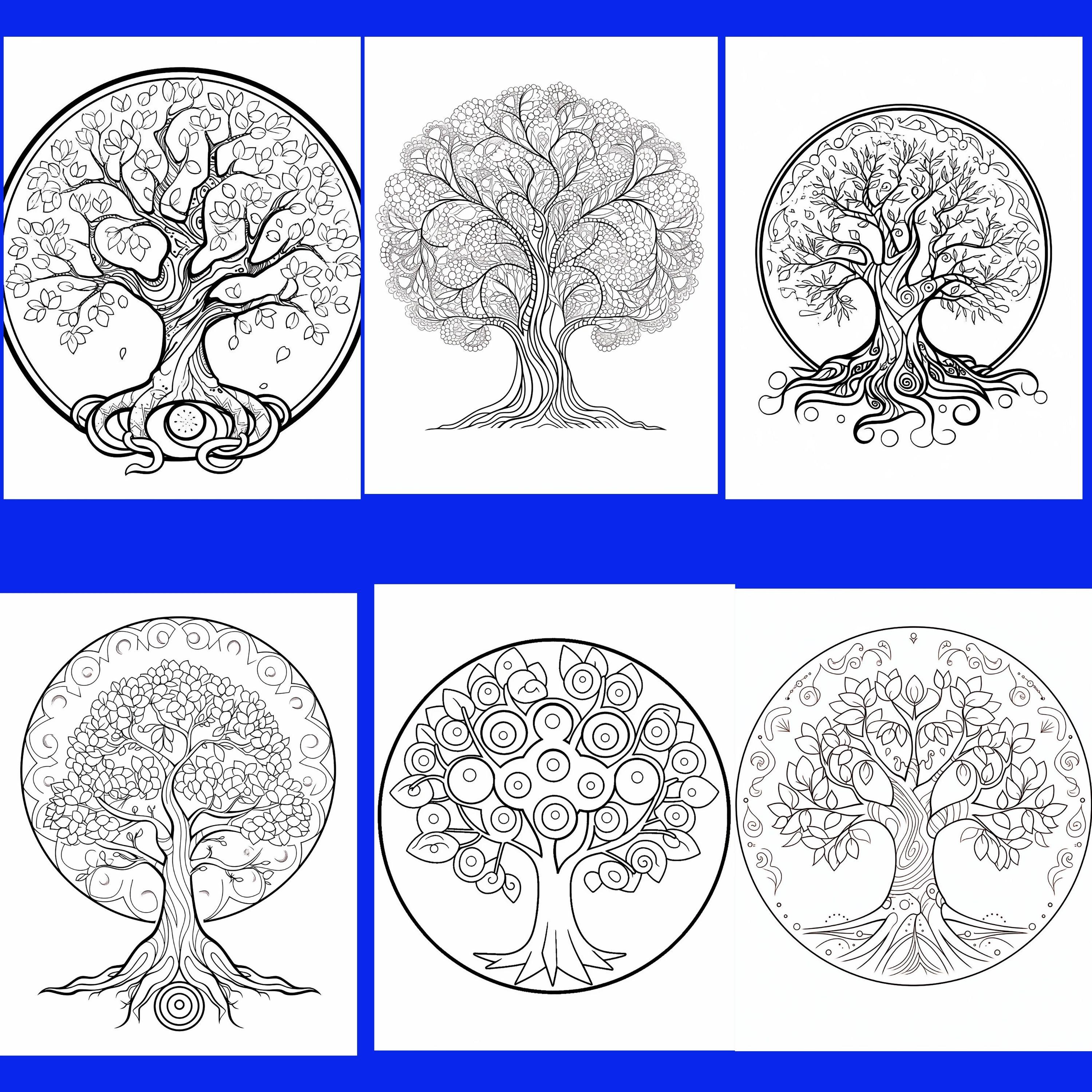 120 Mandala Trees Coloring Pages Book, Printable, Instant Download ...
