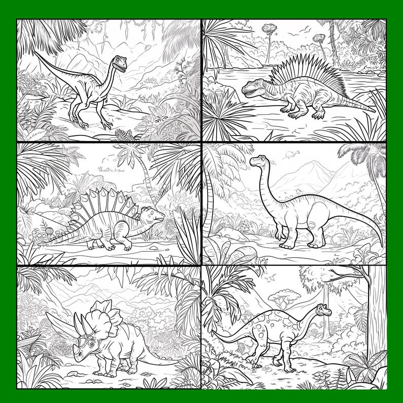 120 Dinosaur Coloring Pages, Instant Printable Digital Download ...