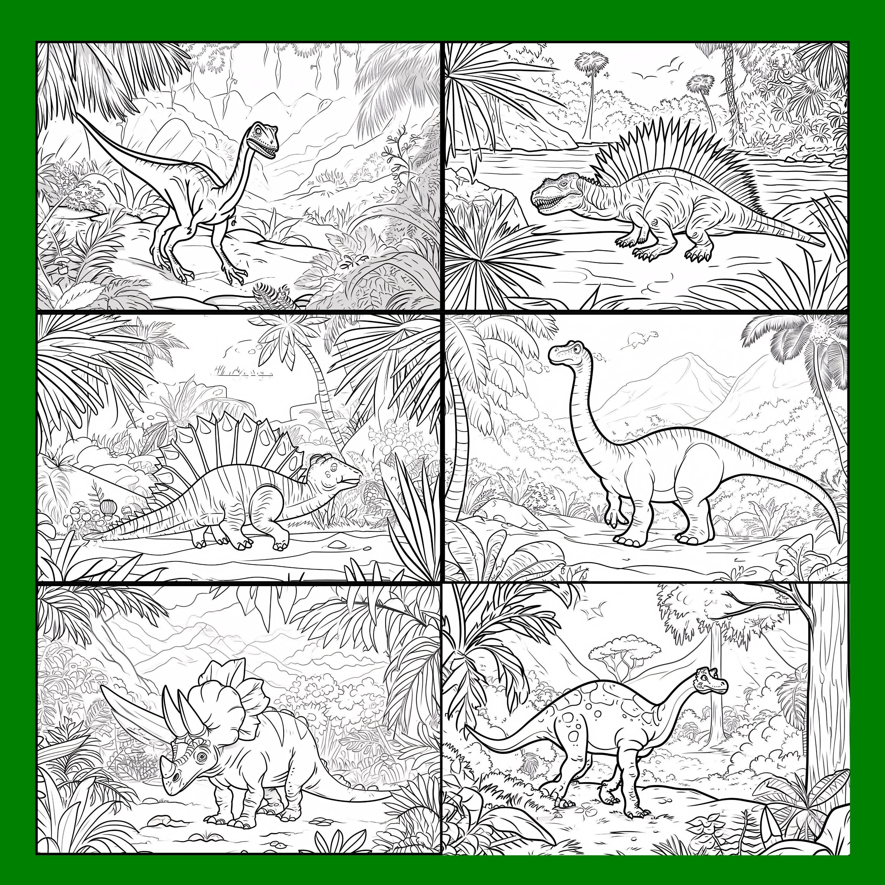 120 Dinosaur Coloring Pages, Instant Printable Digital Download ...