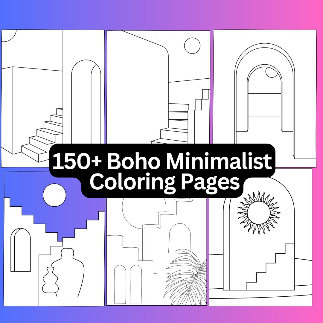 150 Boho Minimalist Coloring Pages, Printable, Instant Digital Download ...