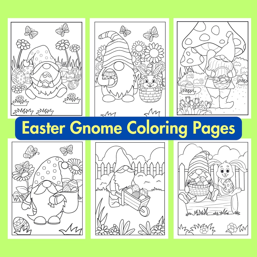 10 Easter Gnomes Coloring Pages, Printable, Instant Download, Stress ...