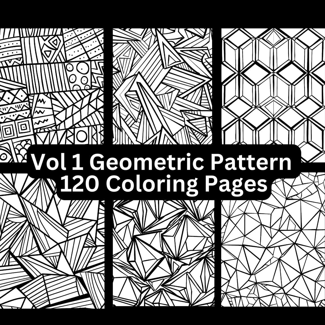 120 Geometric Patterns Coloring Pages for Adults & Kids (digital ...