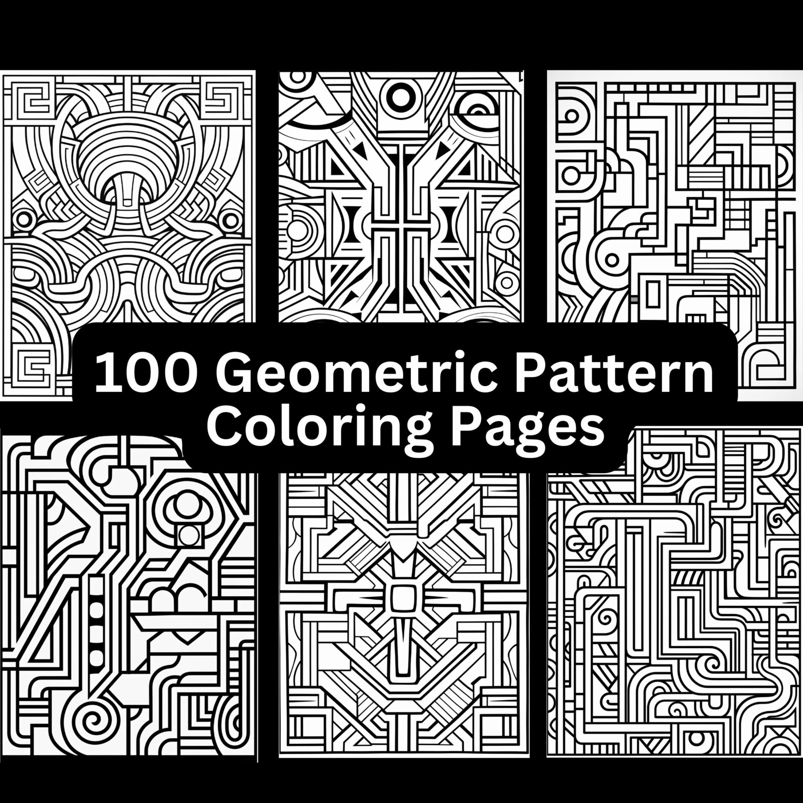 100 Geometric Patterns Coloring Pages, Printable Art (digital Download ...